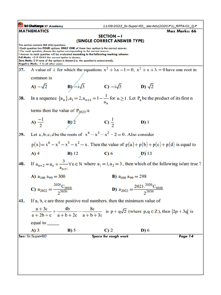 Pta 01 Quadratic Equations, Sequence and Series - 240413 - 161343 | PDF