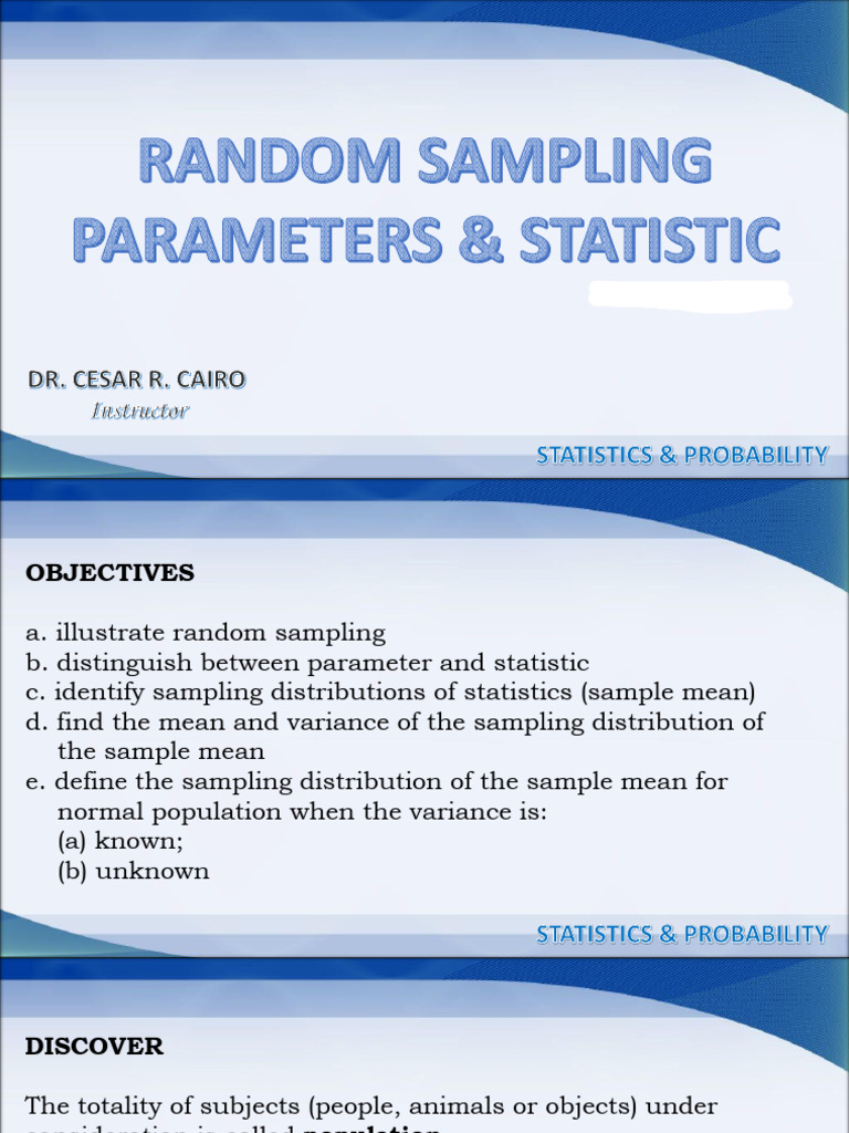 PPT-Module-5-Random-Sampling-for-Students | PDF | Variance | Standard Deviation