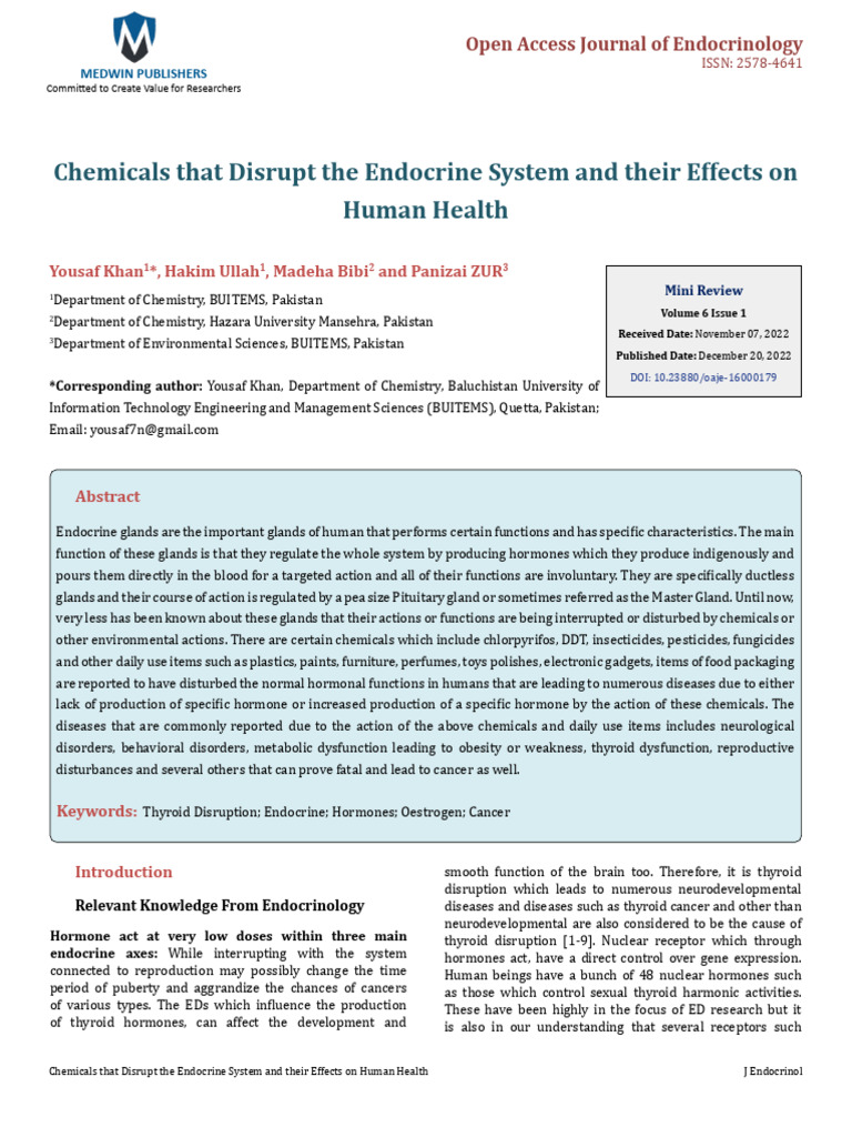 Chemicals That Disrupt The Endocrine System and Their Effects On Human ...