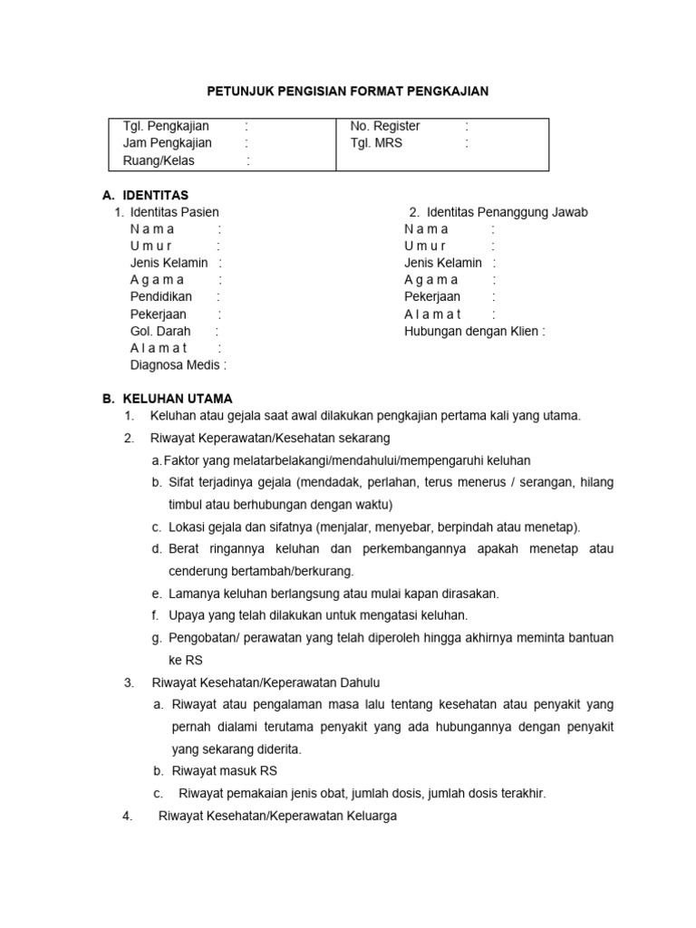 Petunjuk Pengisian Format Pengkajian | PDF | Kesehatan Holistik
