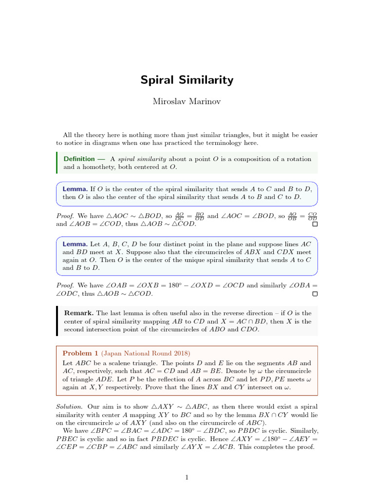 Spiral Similarity - Solutions | PDF | Triangle | Euclidean Plane Geometry