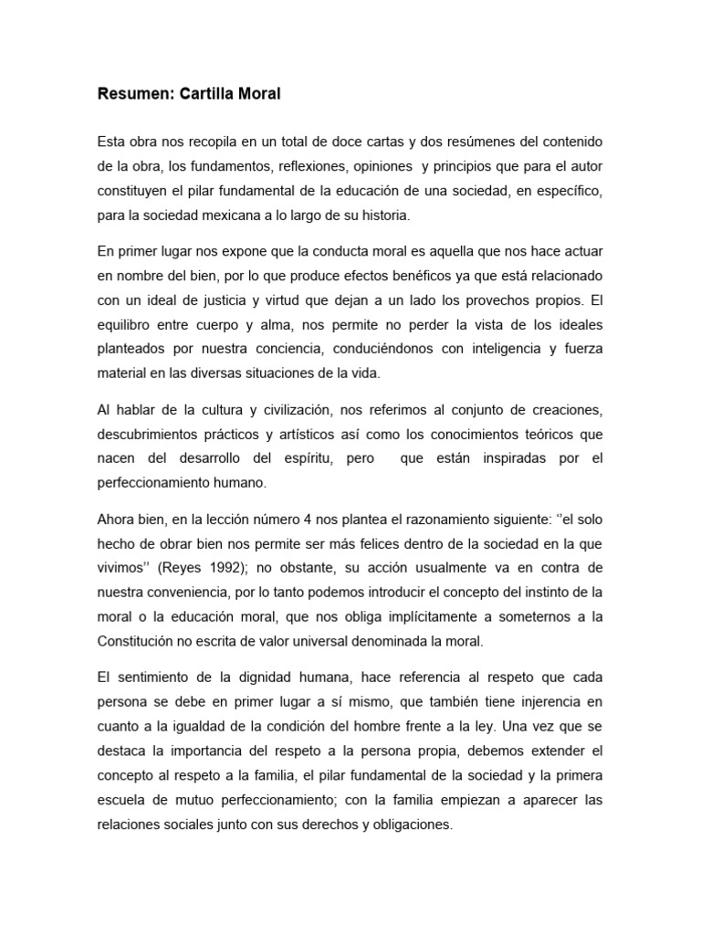 Resumen Cartilla Moral | PDF | Moralidad | Sociedad