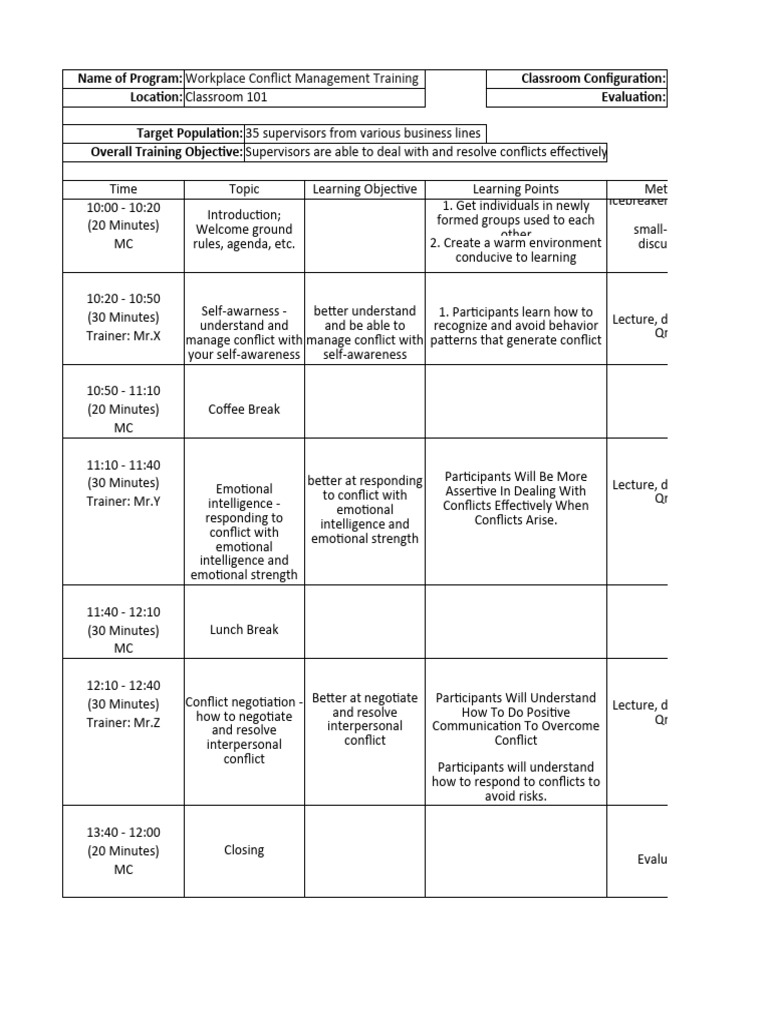 Training Plan | PDF | Psychology | Behavioural Sciences