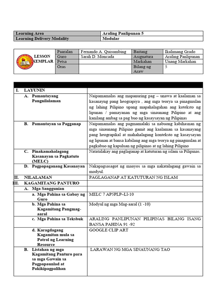 Ap 5 Q1-Melc-7 | PDF