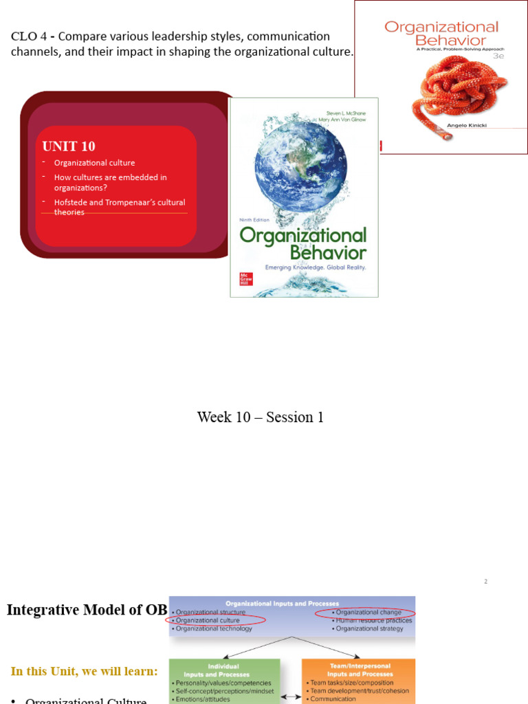 Clo 4 Unit 10 - Organizational Culture | PDF | Organizational Culture ...