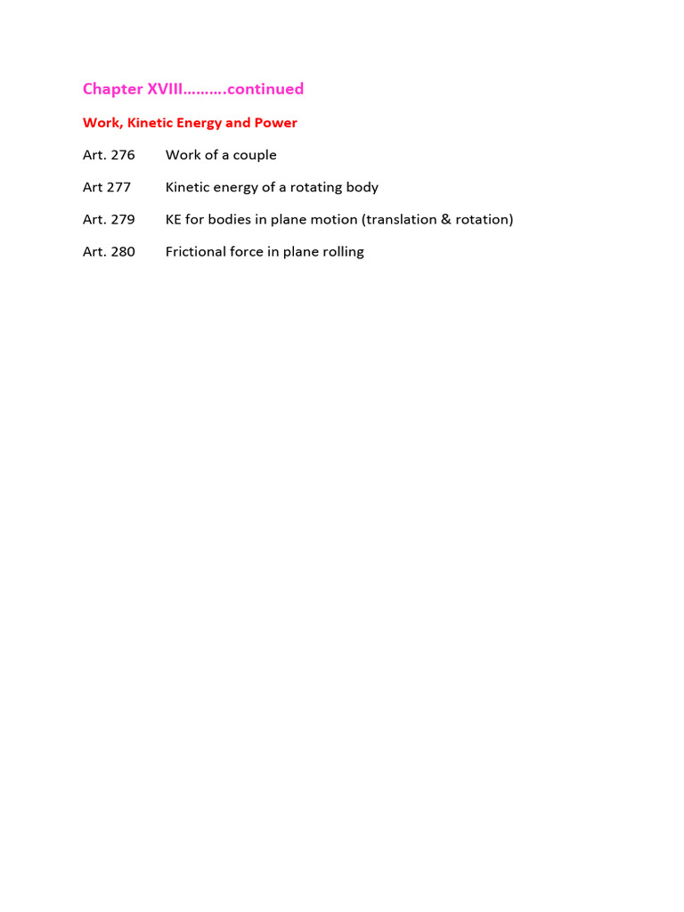CE101 Lecture 06 CH - Xviii Work Kinetic Energy Power | PDF | Motion ...