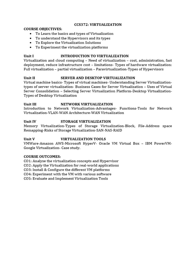 Virtualization Course Overview | PDF