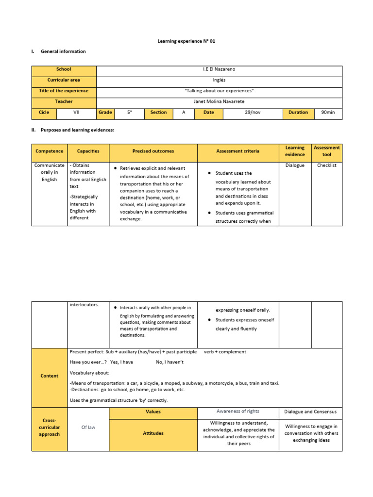 Lesson Plan Template Speaking | PDF | Cognitive Psychology | Cognitive ...