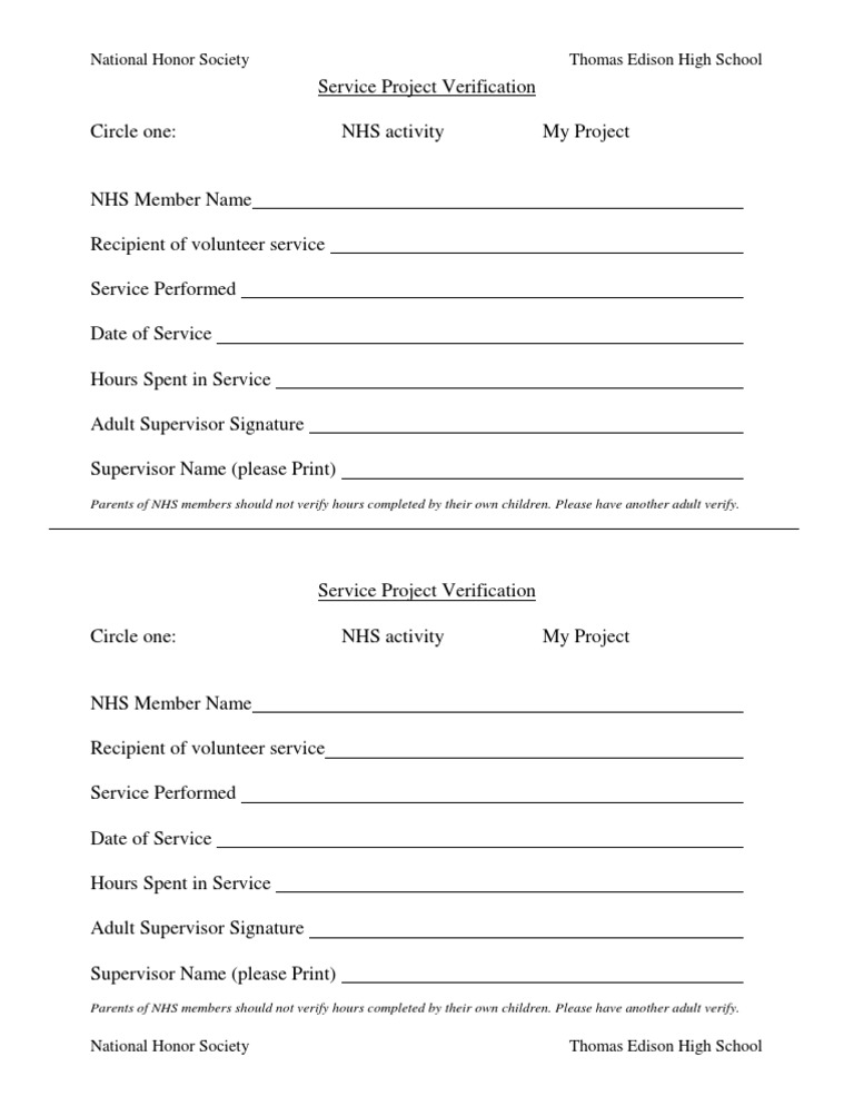 NHS Service Verification Form | PDF | Career & Growth