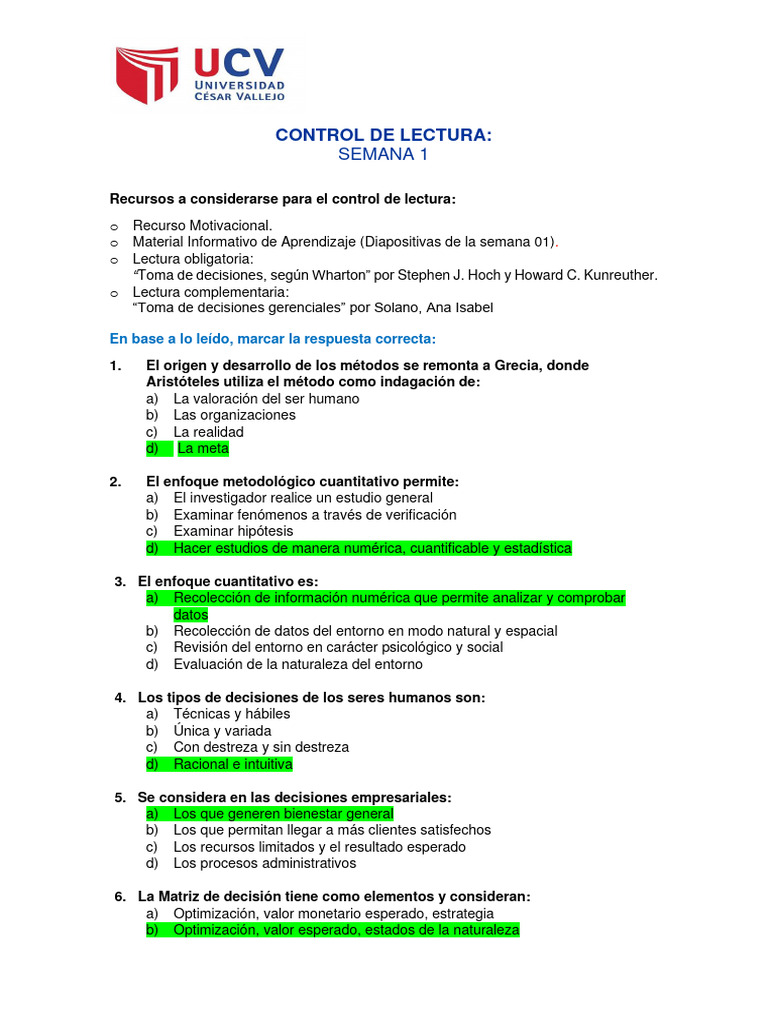 10 Control de Lectura TDD S1 Epg - SP Abril 2024 | Descargar gratis PDF ...