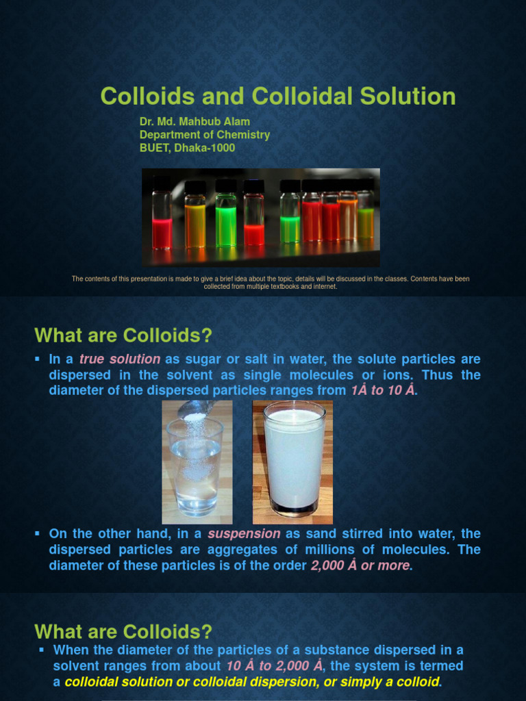 Colloids | PDF | Emulsion | Colloid