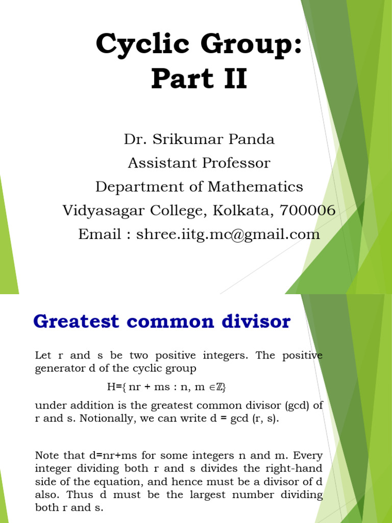 Understanding Cyclic Groups and GCD | PDF | Integer | Mathematical Objects