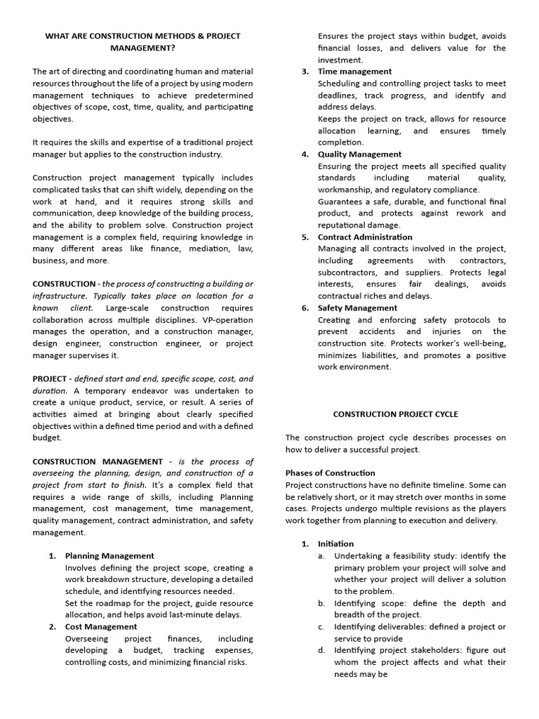 What Are Construction Methods | PDF | Project Management | Business