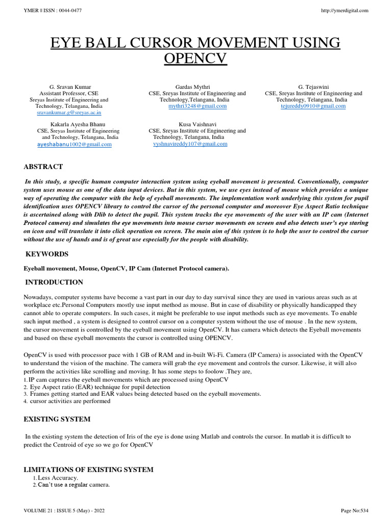 Eye Cursor Movement Using Opencvv1 | PDF | Cursor (User Interface ...