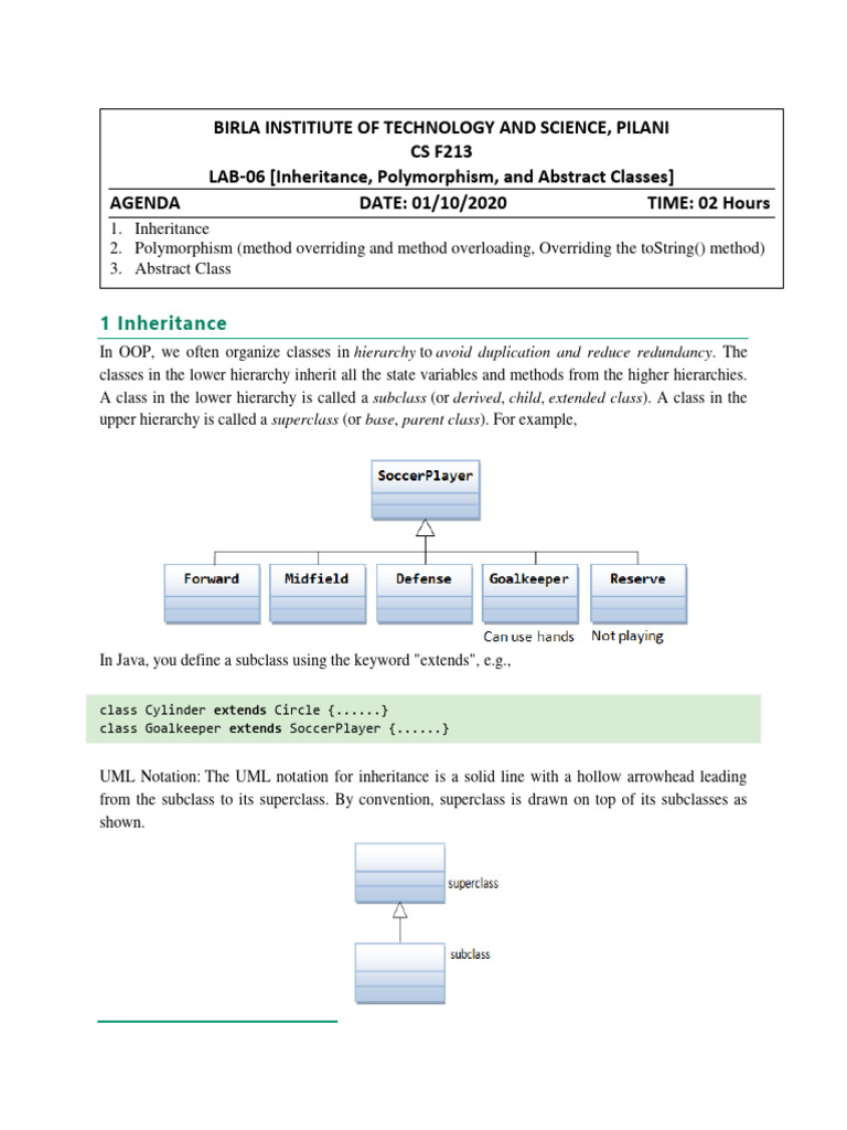 LAB-06 (Inheritance, Polymorphism, and Abstract Classes) | PDF | Method (Computer Programming ...