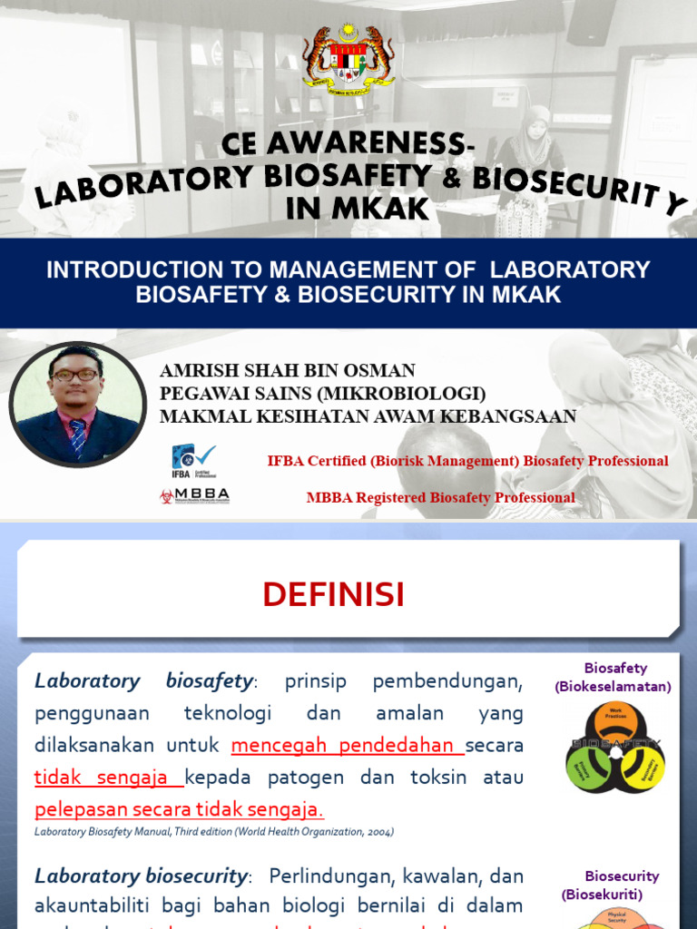 Introduction To Management of Laboratory Biosafety & Biosecurity in MKAK 2023 | PDF