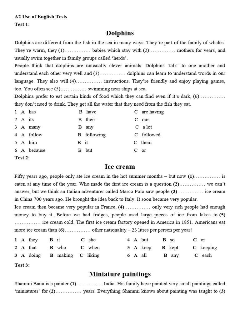 A2 Use of English Tests | PDF | Dolphin | Hip Hop Music