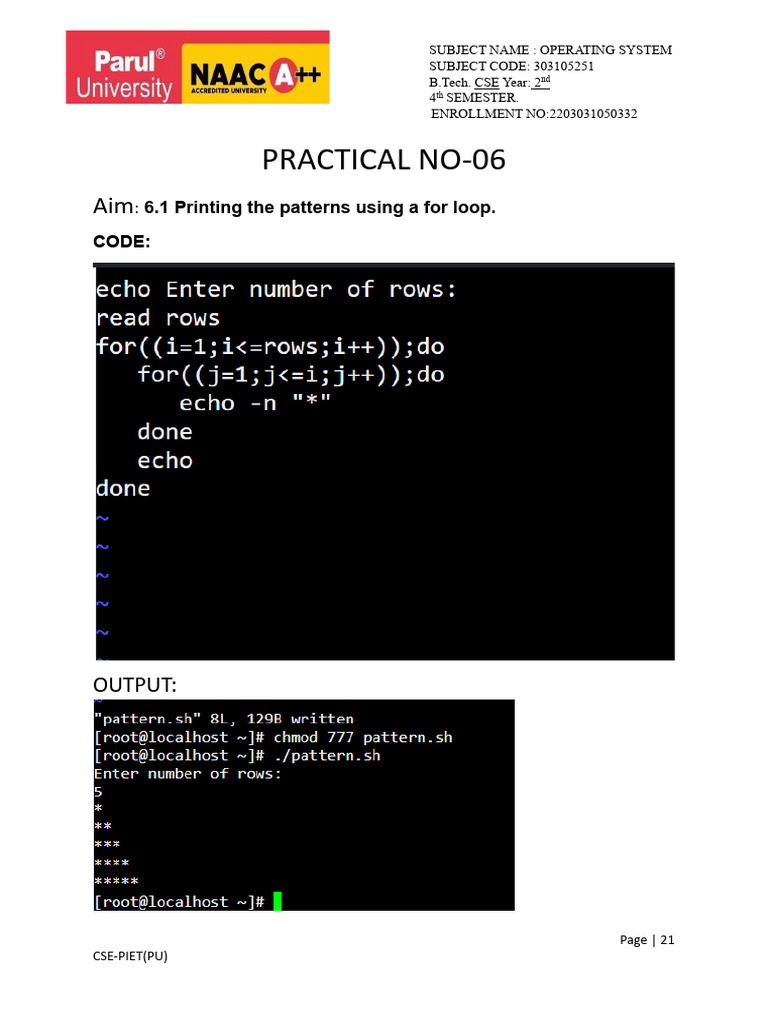 Shell Script Exercises for CSE 4th Semester | PDF