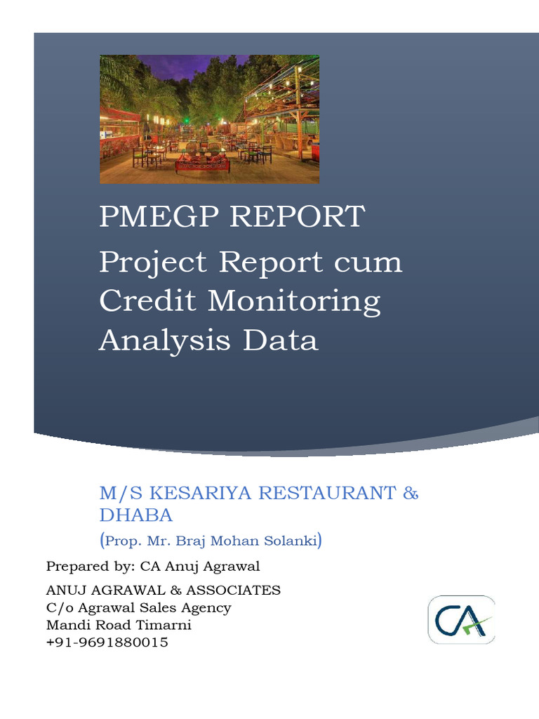 Project Report & CMA - Kesariya Restaurant | PDF | Debt | Fixed Asset