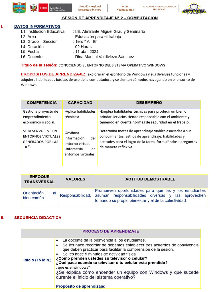Sesion 2 - Computacion | Descargar gratis PDF | Aprendizaje | Evaluación