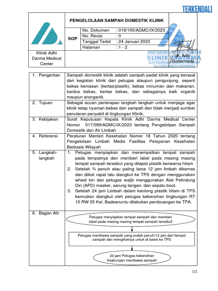SOP Pengelolaan sampah domestik | PDF
