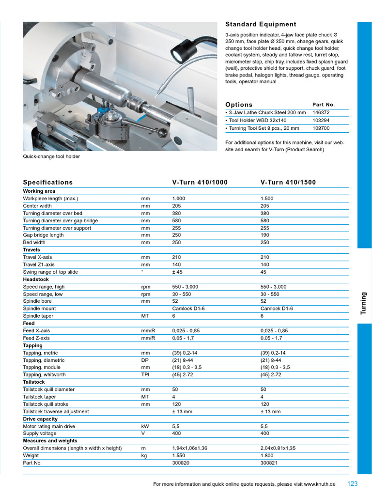 V-Turn 410-1000 | PDF | Machining | Mechanical Engineering