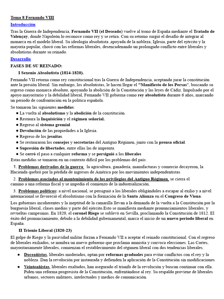 Tema 8 Fernando VIII | PDF