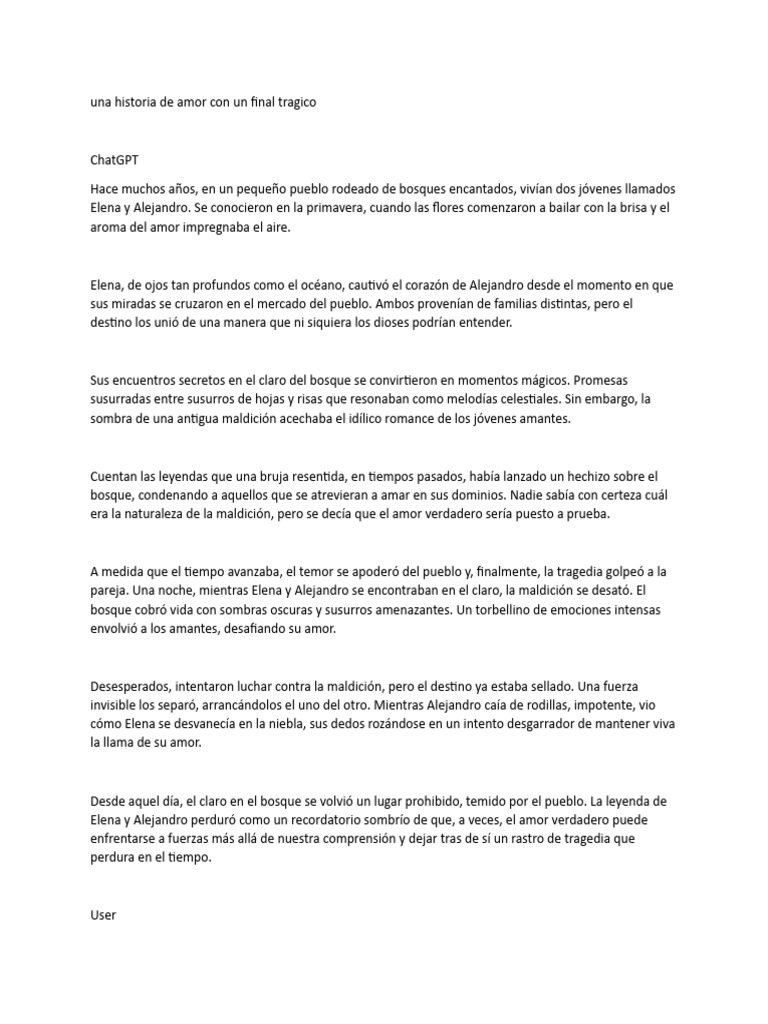 Una Historia de Amor Con Un Final Tragico | PDF | Amor | Sueño