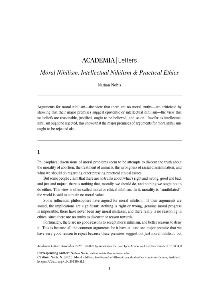 Moral Nihilism Intellectual Nihilism | PDF | Reason | Nihilism