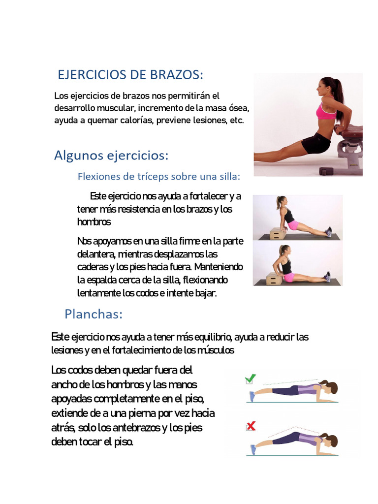 Ejercicios de Brazos: Flexiones y Planchas | PDF