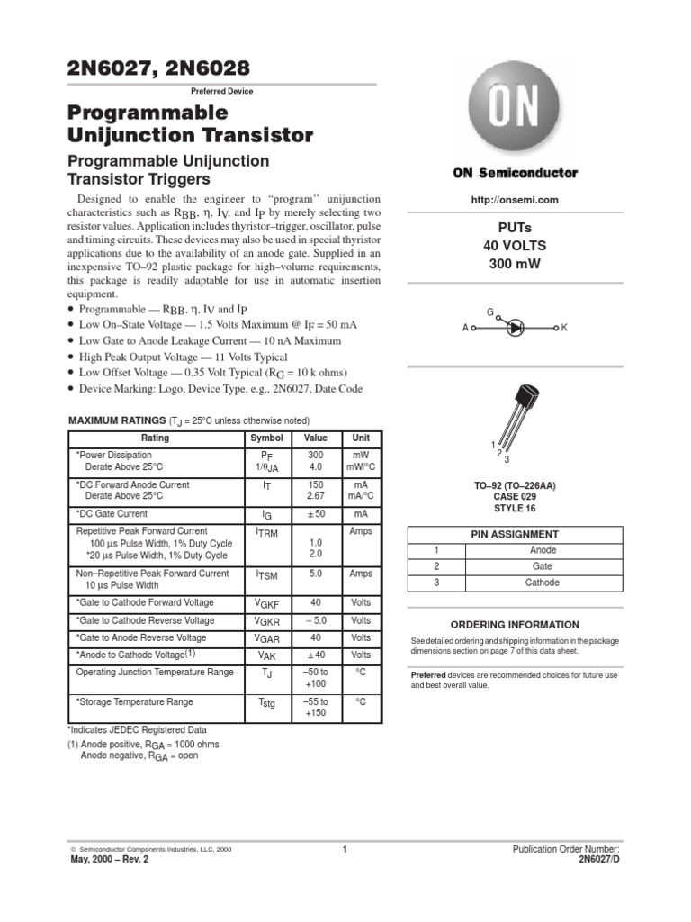 2N6027 | PDF | Amplifier | Electronics