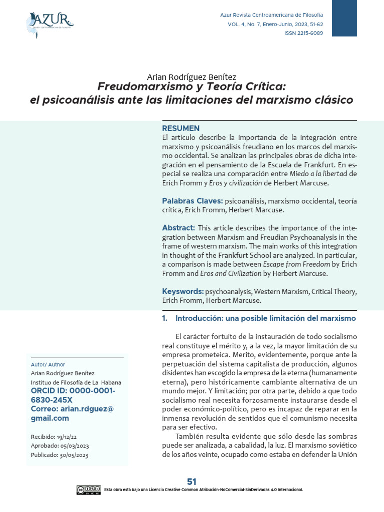 Freudomarxismo y Teoria Critica | PDF | Erich Fromm | Sigmund Freud