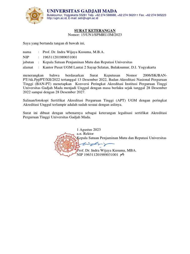 15 - 2023 - Surat Keterangan APT 2022-2027 + Sertif | PDF