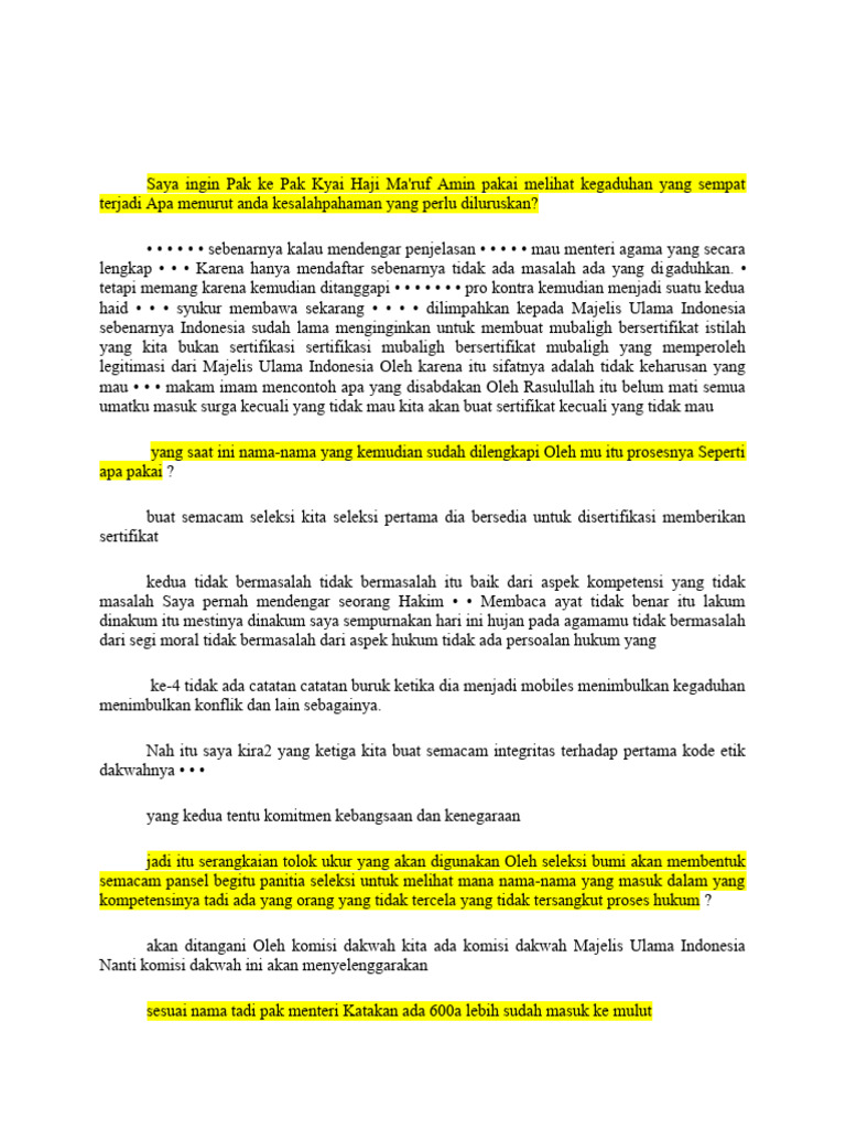 Pak Kyai Haji Ma'ruf Amin - Mata Najwa 4 Tahun | PDF