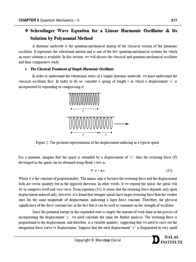 ATOPCV1 5 3 Schrodinger Wave Equation For A Linear Harmonic Oscillator and Its Solution by ...