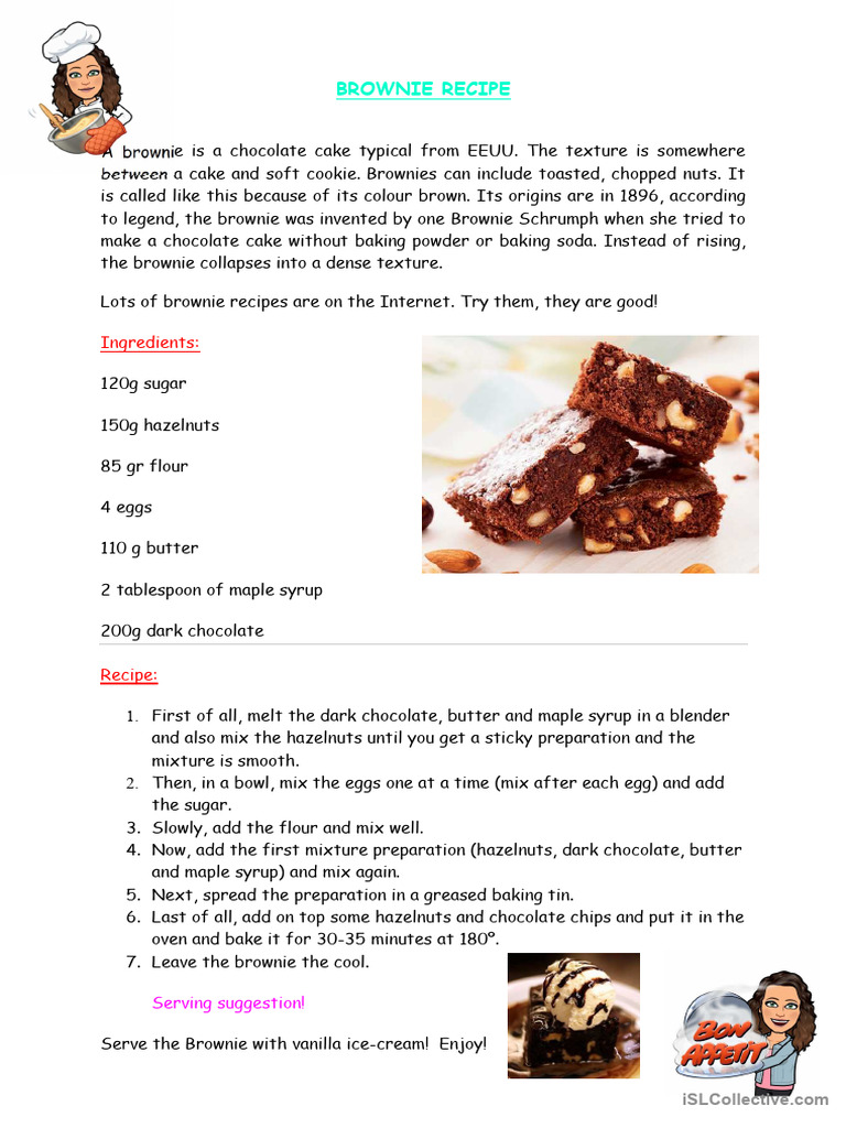 Brownie Recipe with Comprehension Questions | PDF