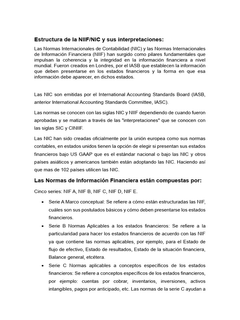 Contabilidad 2 estructura de las NIC | PDF | normas internacionales de ...
