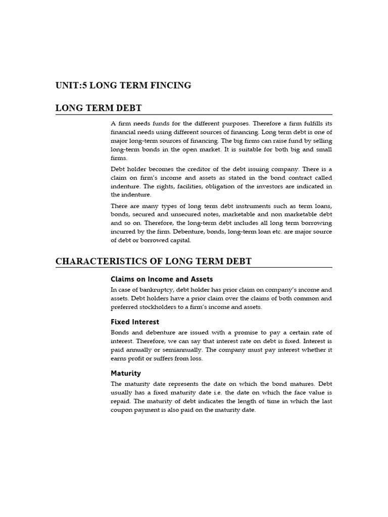Unit 4 B Note - Long Term Debt and Prefered Stock | PDF | Preferred ...