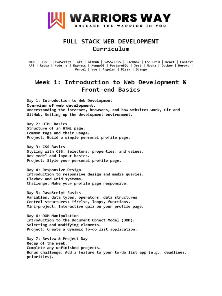 Full Stack Web Development | PDF | Web Development | Document Object Model
