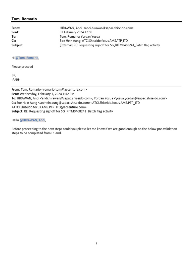 RITM0468241 - Batch Flag Activity - Prevalidation - Signoff | PDF ...