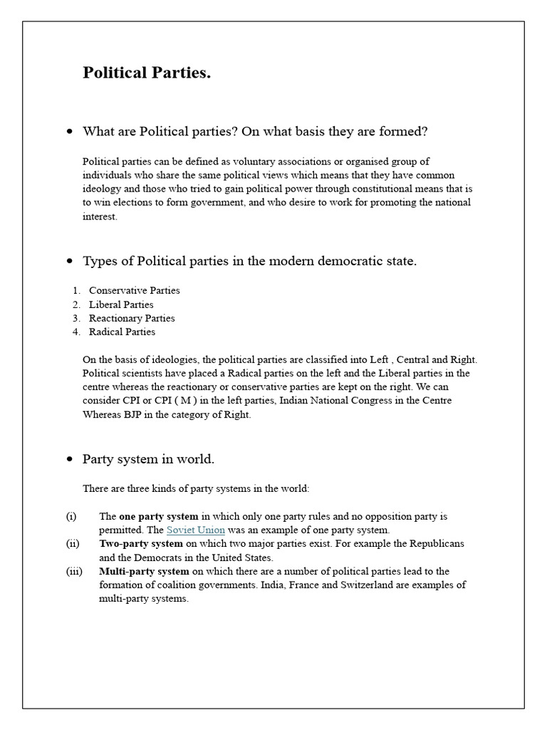 Political Parties | PDF | Political Parties | Politics Of India