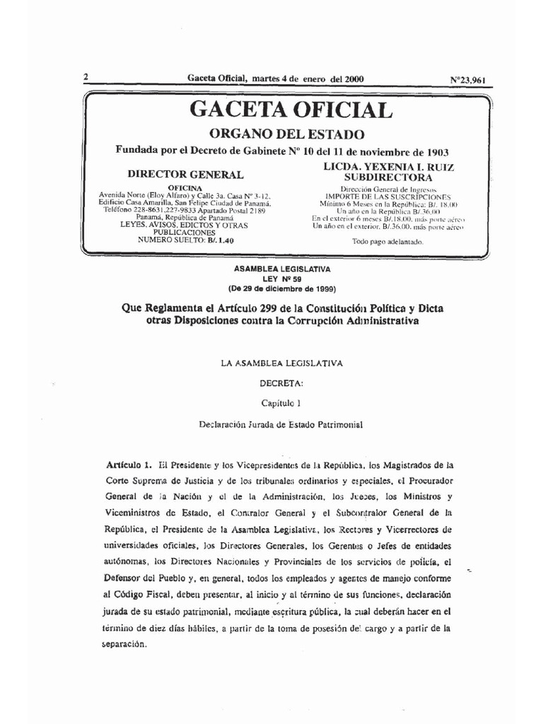 Ley 59 de 29 de Diciembre de 1999 | PDF