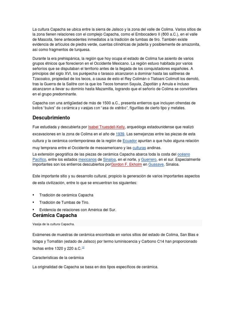 Cultura Capacha: Cerámica y Tumbas de Tiro | PDF | America latina ...