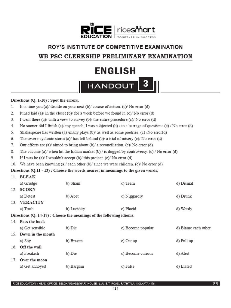 English Error Correction & Vocabulary Guide | PDF