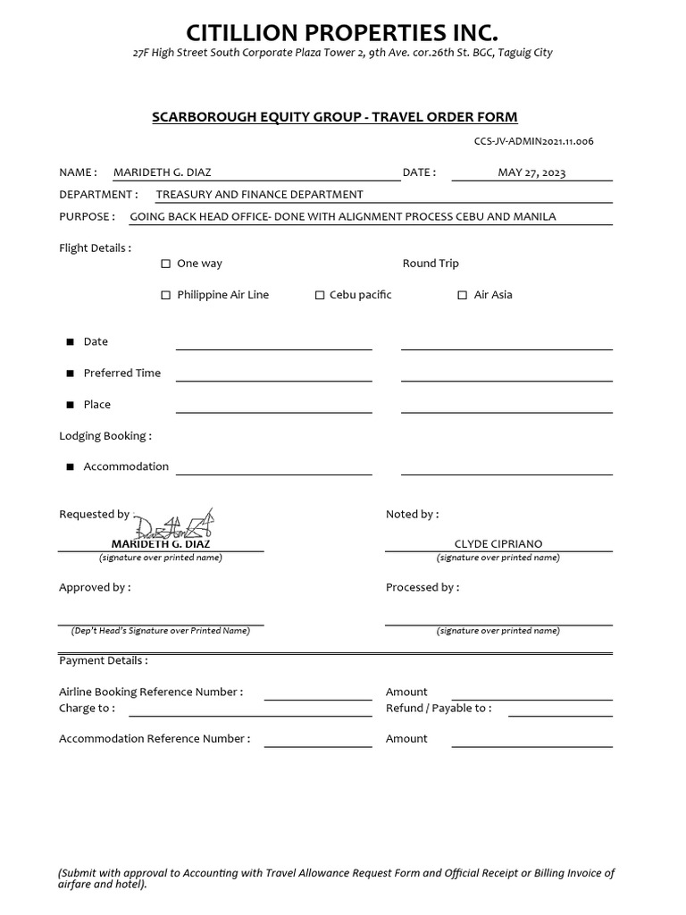 TRAVEL FORMS BLANK_1 | PDF | Accounts Payable