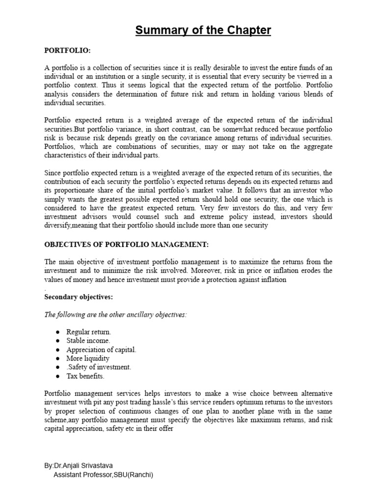 Portfolio Management - Module 2 | PDF | Risk | Modern Portfolio Theory