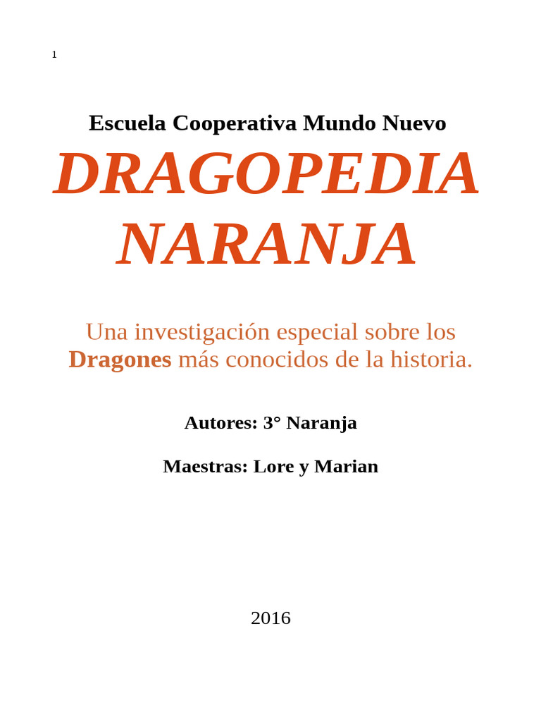 Dragopedia Naranja 2015 | PDF