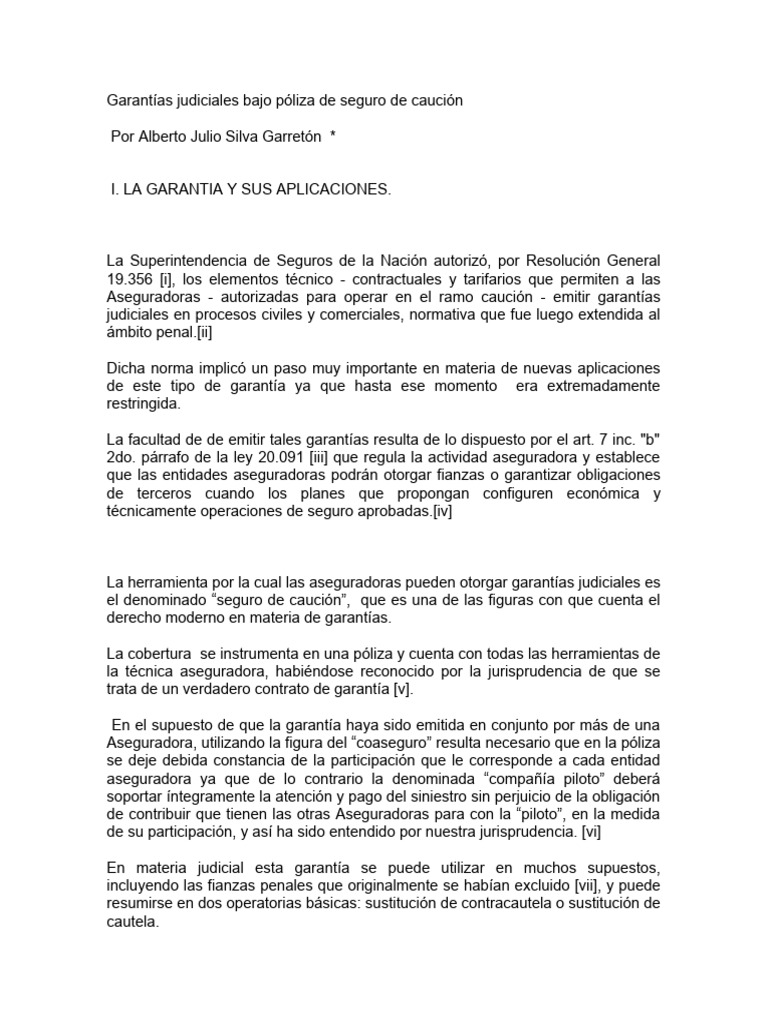 Garantías Judiciales y Seguro de Caución | PDF | Póliza de seguros ...