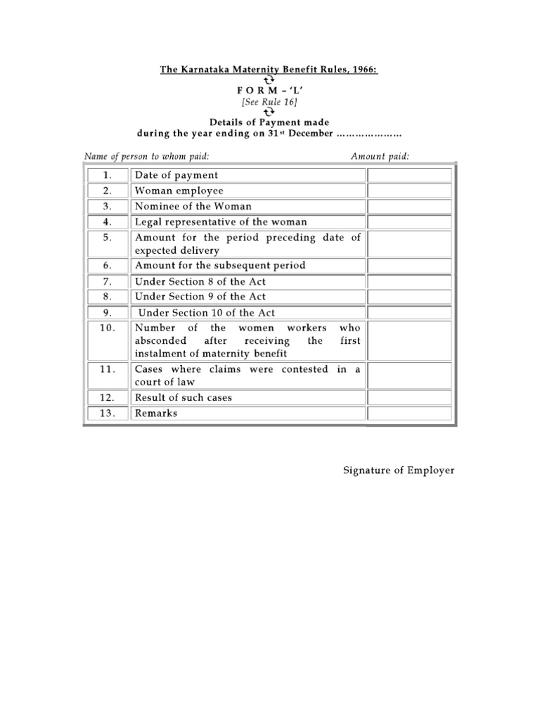 Form L Maternity | PDF