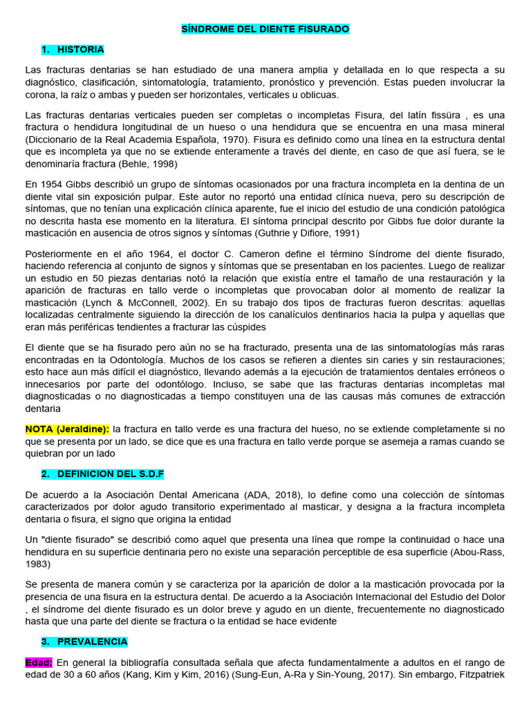 Síndrome Del Diente Fisurado | PDF | Odontología | Diente